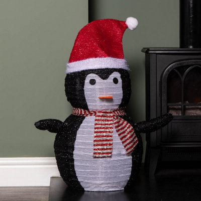 70cm Battery Operated Pop up Christmas Penguin with Static & Flashing ...