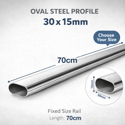 70cm Oval Rail Wardrobe Polished Chrome Hanging Tube Metal Closet ...
