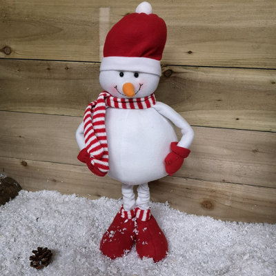 70cm Plush Christmas Snowman with Extendable Legs | DIY at B&Q