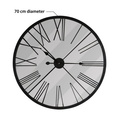70cm x 70cm Rustic Metal Vintage Oversized Wall Clock - Big Industrial ...