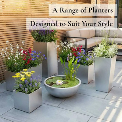 70cm Zinc Galvanised Silver Trough Planter