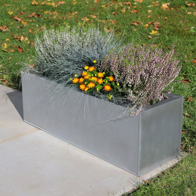 70cm Zinc Galvanised Silver Trough Planter