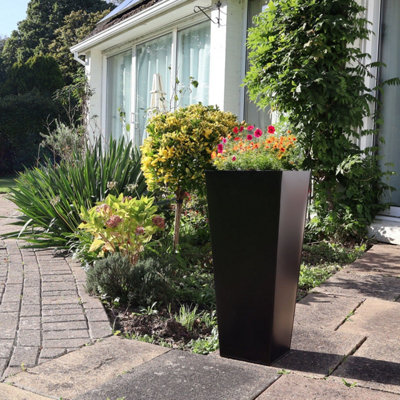 70cm Zinc Matte Black Flared Square Planter