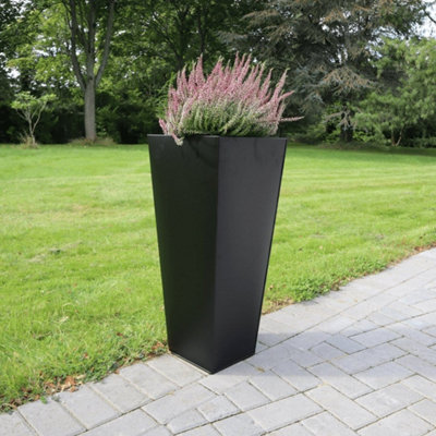 70cm Zinc Matte Black Flared Square Planter