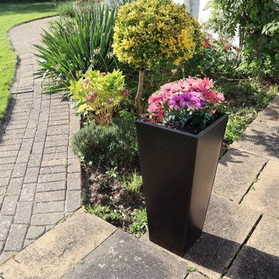 70cm Zinc Matte Black Flared Square Planter
