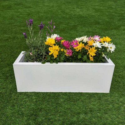 70cm Zinc Matte White Window Box Planter | DIY at B&Q
