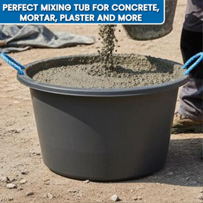 70L MORTAR PLASTERER TUB BUCKET WITH ROPE HANDLES - BLACK