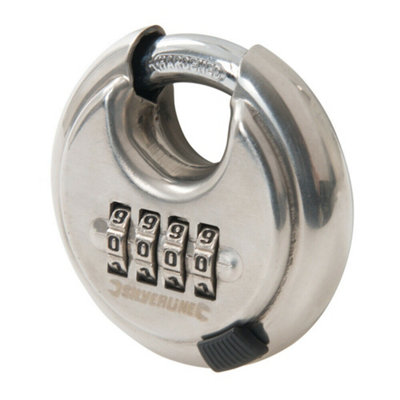 70mm 4 Digit Combination DISC Padlock Hardened Steel 9.5mm Shackle ...
