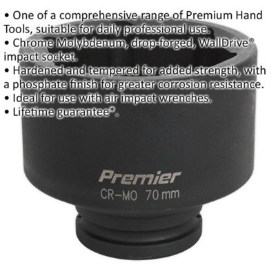 70mm Chromoly Forged Impact Socket - 3/4 Inch Drive for Heavy-Duty Use
