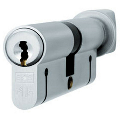 70mm Euro Cylinder & Turn Lock Keyed to Differ 15 Pin Satin Chrome Door