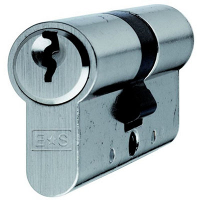 70mm EURO Double Cylinder Lock - 5 Pin Nickel Plated Contract Door Key ...