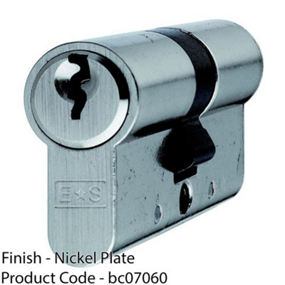 70mm EURO Double Cylinder Lock - 5 Pin Nickel Plated Contract Door Key ...