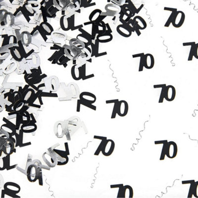 70th Birthday Confetti Black & Silver 1 pack x 14 grams birthday ...