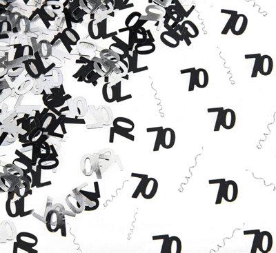 70th Birthday Confetti Black & Silver 2 pack x 14 grams birthday ...