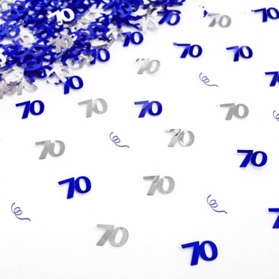 70th Birthday Confetti Blue & Silver 2 pack x 14 grams birthday ...