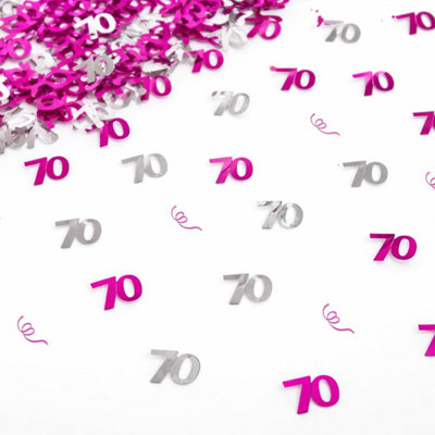 70th Birthday Confetti Pink & Silver 4 pack x 14 grams birthday ...