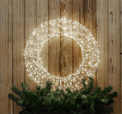70x9cm 2D White Metal Wreath with 1200 CW LED