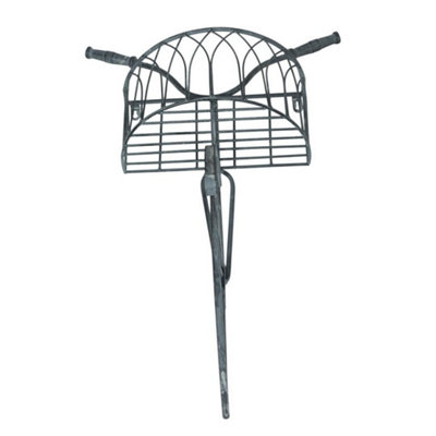 71cm Bicycle Wall Planter - Metal - L31 x W46 x H71 cm - Stone Grey