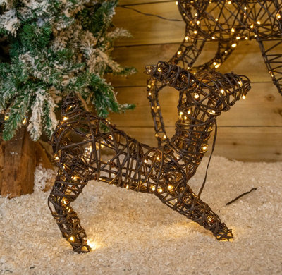 71cm Light up Brown Christmas Doe & Fawn with 250 White & Warm White LEDs