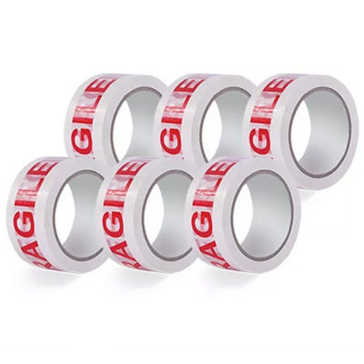 72 x Easy Tear 50mm x 66m Printed Fragile Packaging Tape Water ...