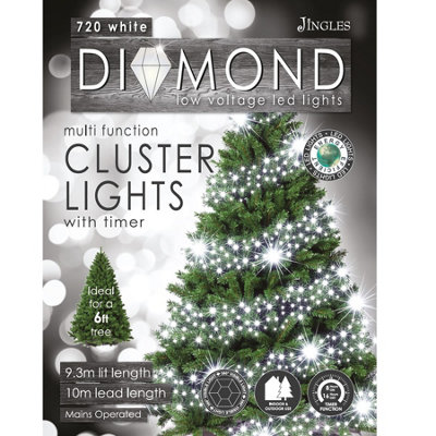 720 White LED Multi-Function Christmas Cluster Lights with Timer