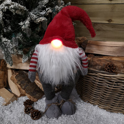 72cm Festive Christmas Light Up Lit Standing Red and Grey Christmas Gonk