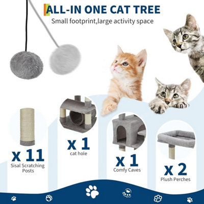 74" Large Cat Tree for Big Cat Multi-Level Tower with Scratching Post