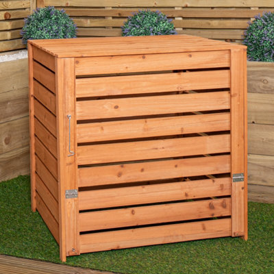74 x 71cm Large Wooden Garden Waste Compost Bin with Removable Lid ...