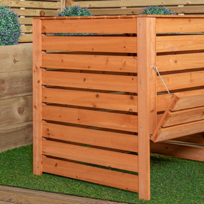 74 x 71cm Large Wooden Garden Waste Compost Bin with Removable Lid ...