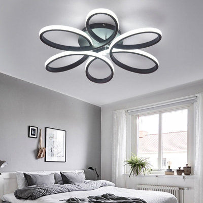 74cm Black Modern LED Ceiling Light, Curved Acrylic Design, Cool White Glow