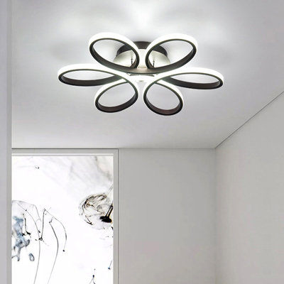 74cm Black Modern LED Ceiling Light, Curved Acrylic Design, Cool White Glow