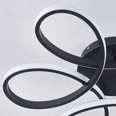 74cm Black Modern LED Ceiling Light, Curved Acrylic Design, Cool White Glow