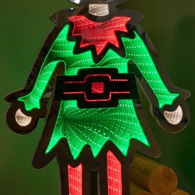74cm Light up Standing Elf Infinity Christmas Decoration with Multi ...