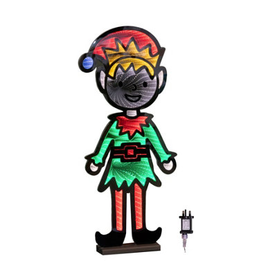 74cm Light up Standing Elf Infinity Christmas Decoration with Multi ...