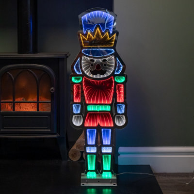 74cm Multi-coloured LED Infinity Standing Christmas Nutcracker ...