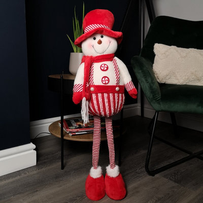 74cm Red and White Standing Snowman with Telescopic Legs Christmas ...