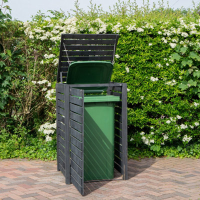 74cm x 1.16m Outdoor Wooden Garden Wheelie Bin Store Storage for 1 Bin ...