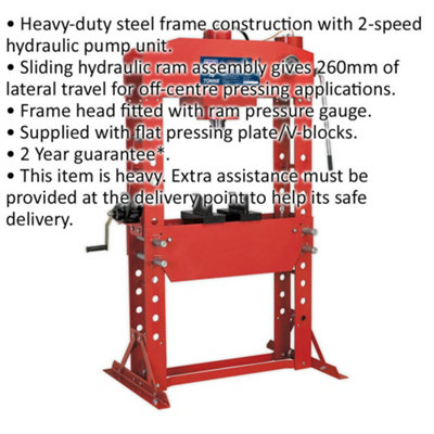 75 Tonne Heavy-Duty Air Hydraulic Press with Sliding Ram and Dual Speed