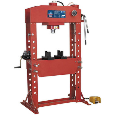 75 Tonne Heavy-Duty Air Hydraulic Press with Sliding Ram and Foot Pedal ...