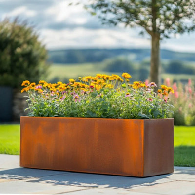 75cm Corten Steel Trough Planter - Pre-Rusted