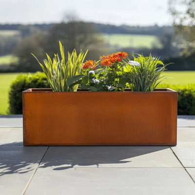 75cm Corten Steel Trough Planter - Pre-Rusted