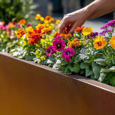 75cm Corten Steel Trough Planter - Pre-Rusted