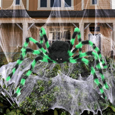 75cm Halloween Giant Spider Decorations Green Scary Fake Big Spider ...