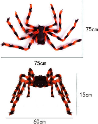 75cm Halloween Giant Spider Decorations Red Scary Fake Big Spider ...