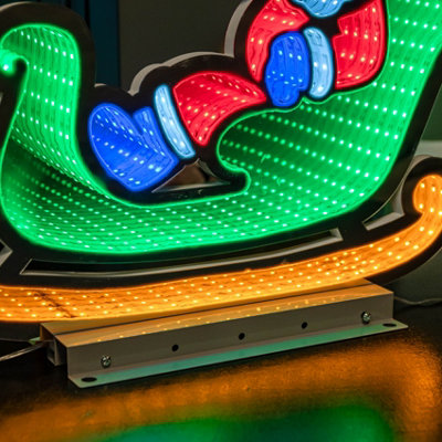 75cm Infinity Santa in Sleigh with Reindeer on Metal Base and Multi ...