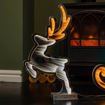 75cm Infinity Santa in Sleigh with Reindeer on Metal Base and Multi ...