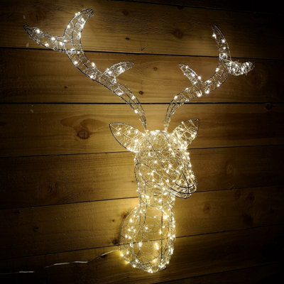 75cm LED Wall Mounted Stag Christmas Decoration in Warm White