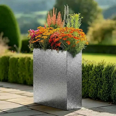 75cm Long Zinc Galvanised Silver And Black Textured 90cm Tall Trough ...