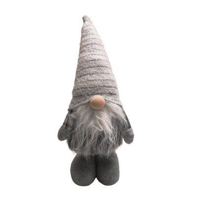 75cm Standing Christmas Gonk Decoration with Extendable Legs in Grey