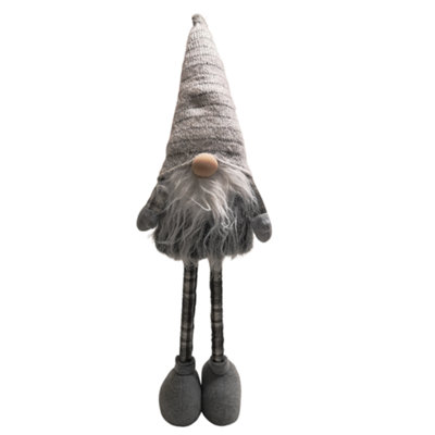 75cm Standing Christmas Gonk Decoration with Extendable Legs in Grey